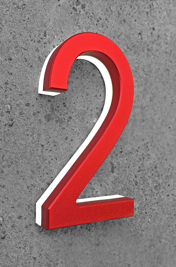 Modern Red Metal House Numbers Lighted by Luxello - Modernnest.com